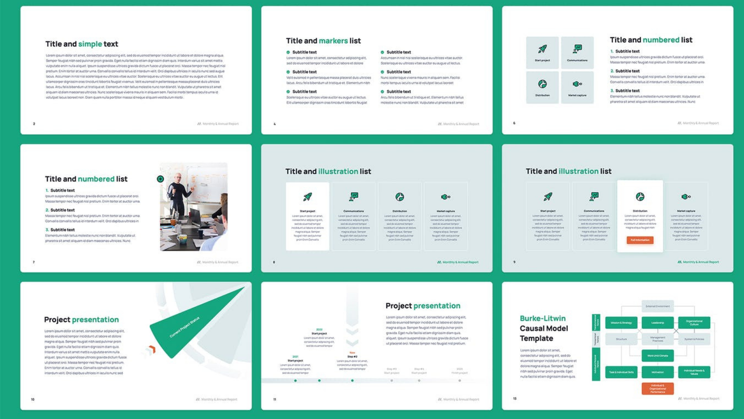 Monthly and Annual Report Powerpoint template - Payhip