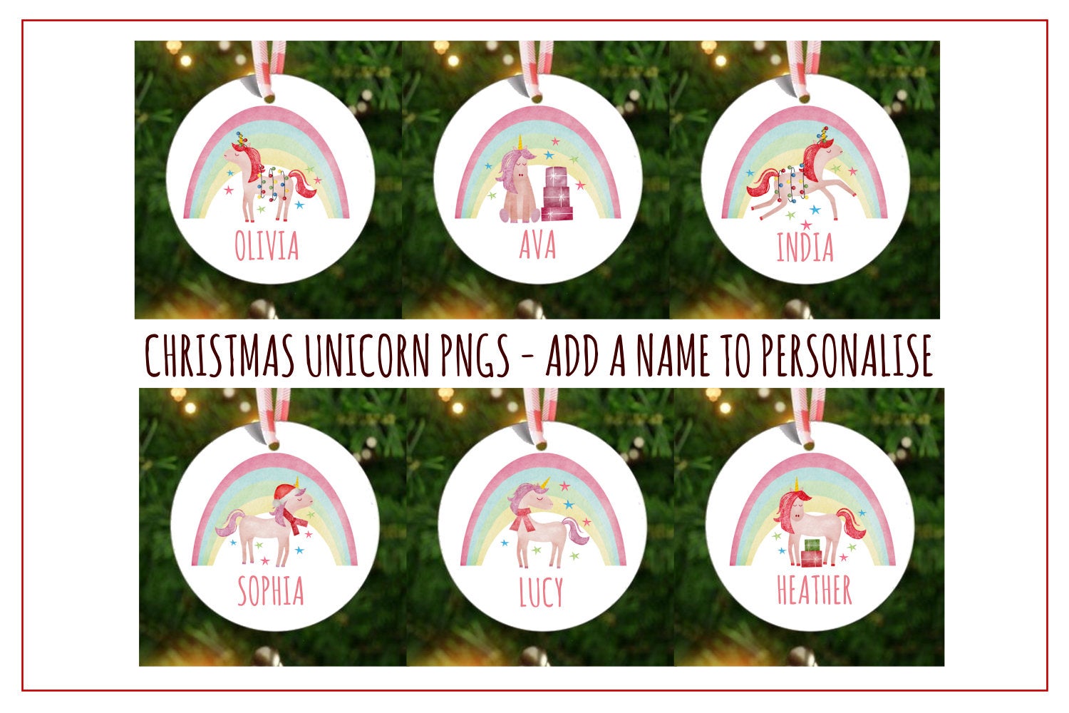 Christmas Rainbow Unicorn Bundle x 6 PNGS - Payhip