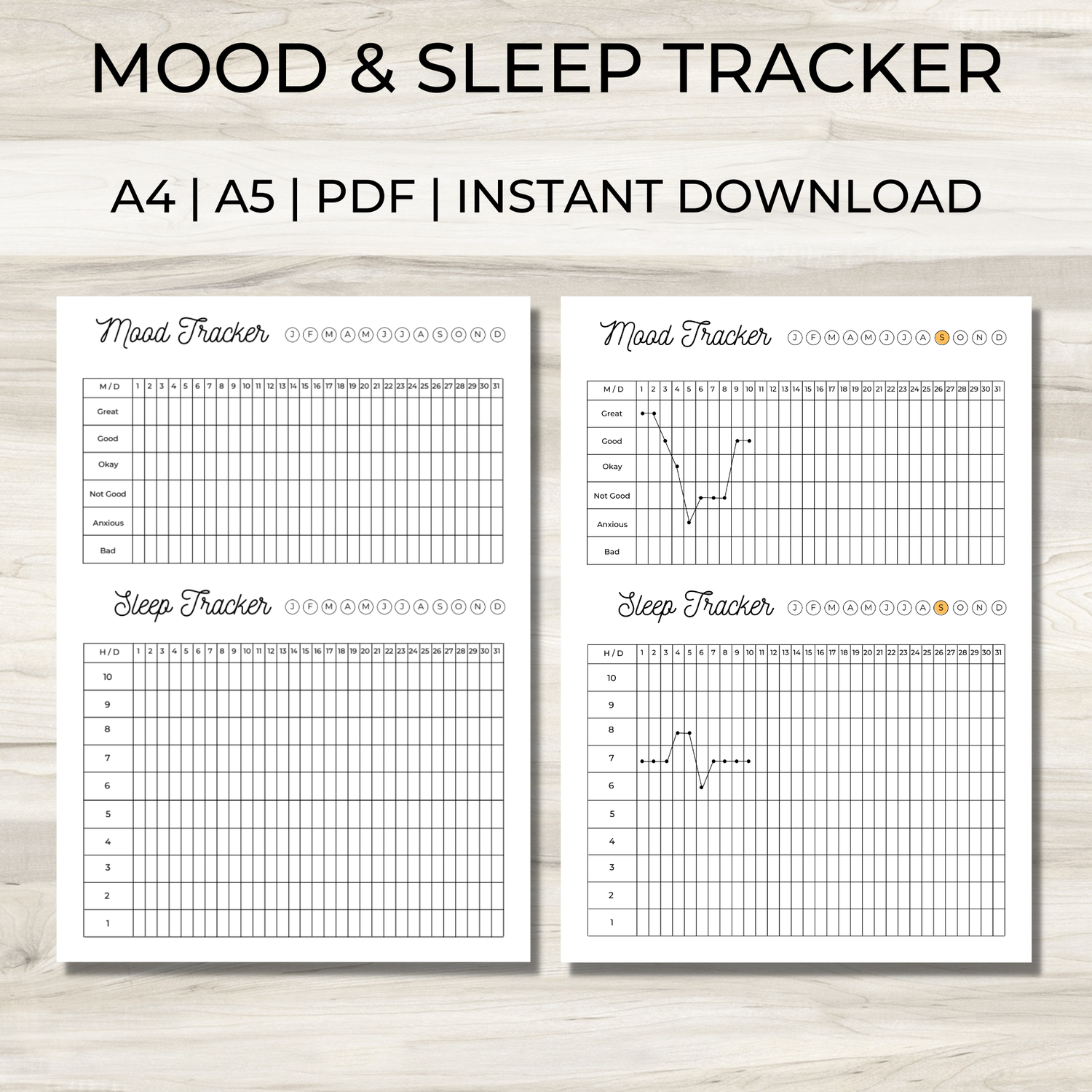 Mood Tracker | Sleep Tracker | Printable Mood & Sleep Tracker | PDF ...