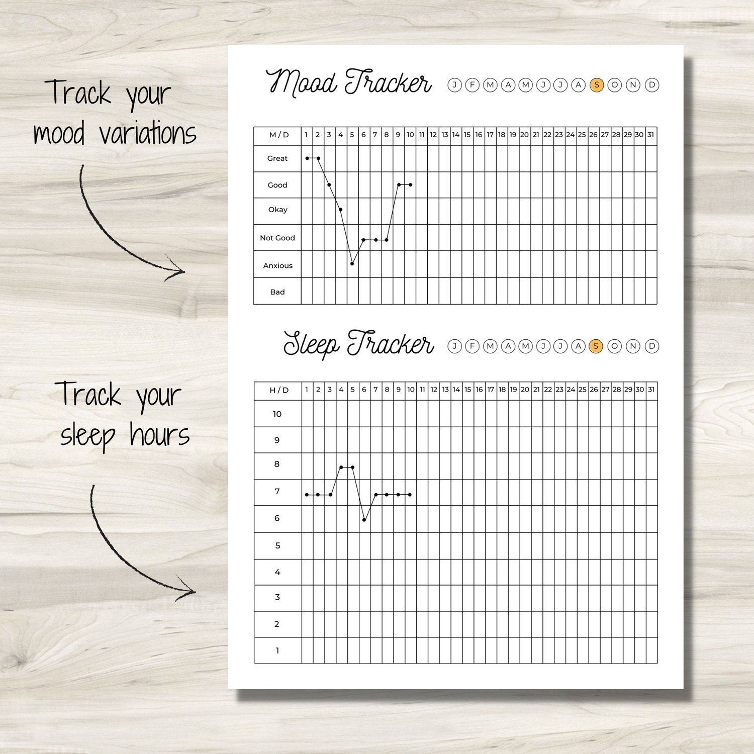 Mood Tracker | Sleep Tracker | Printable Mood & Sleep Tracker | PDF ...