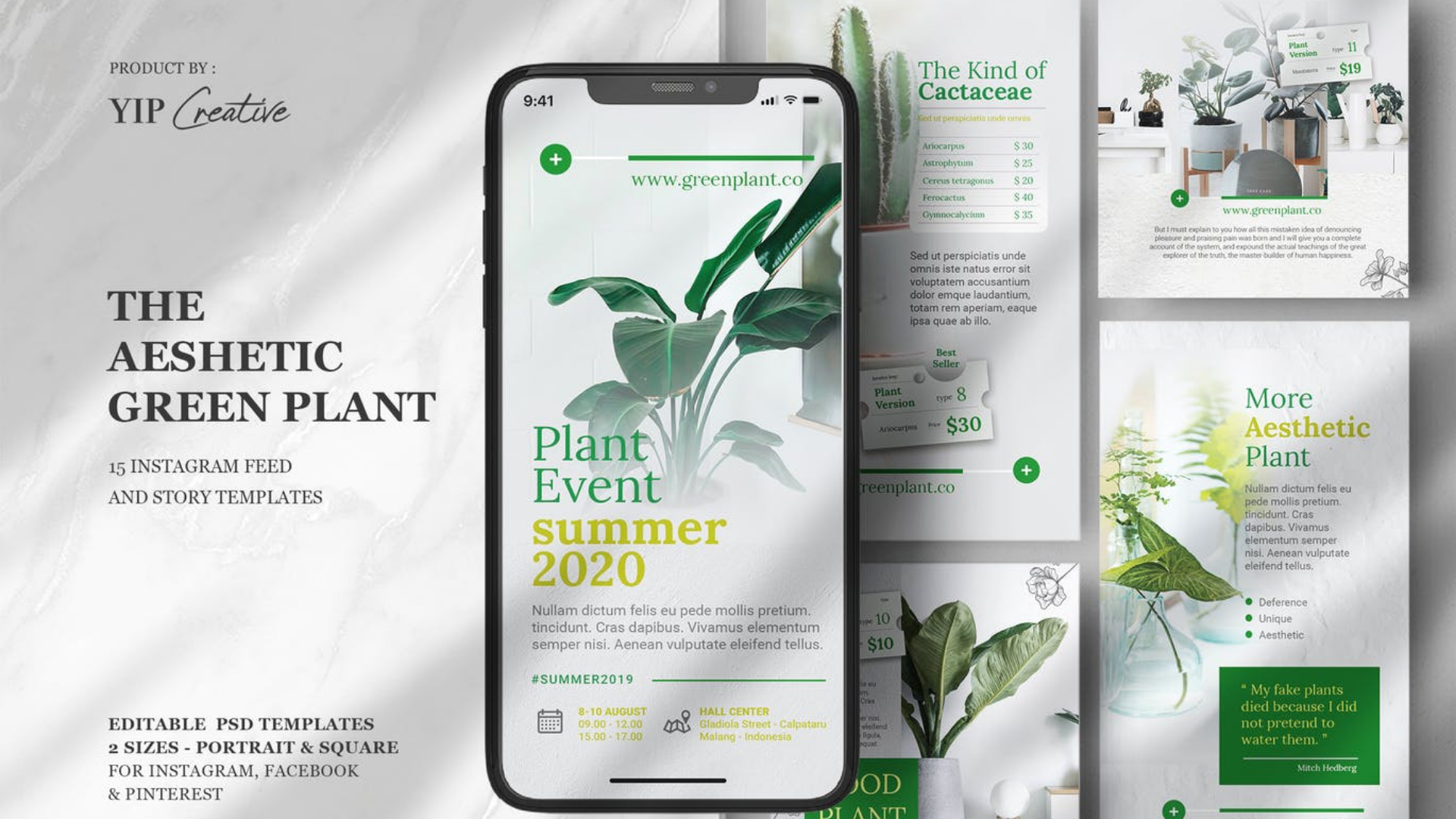 Green Event - Instagram Feed & Story - Payhip