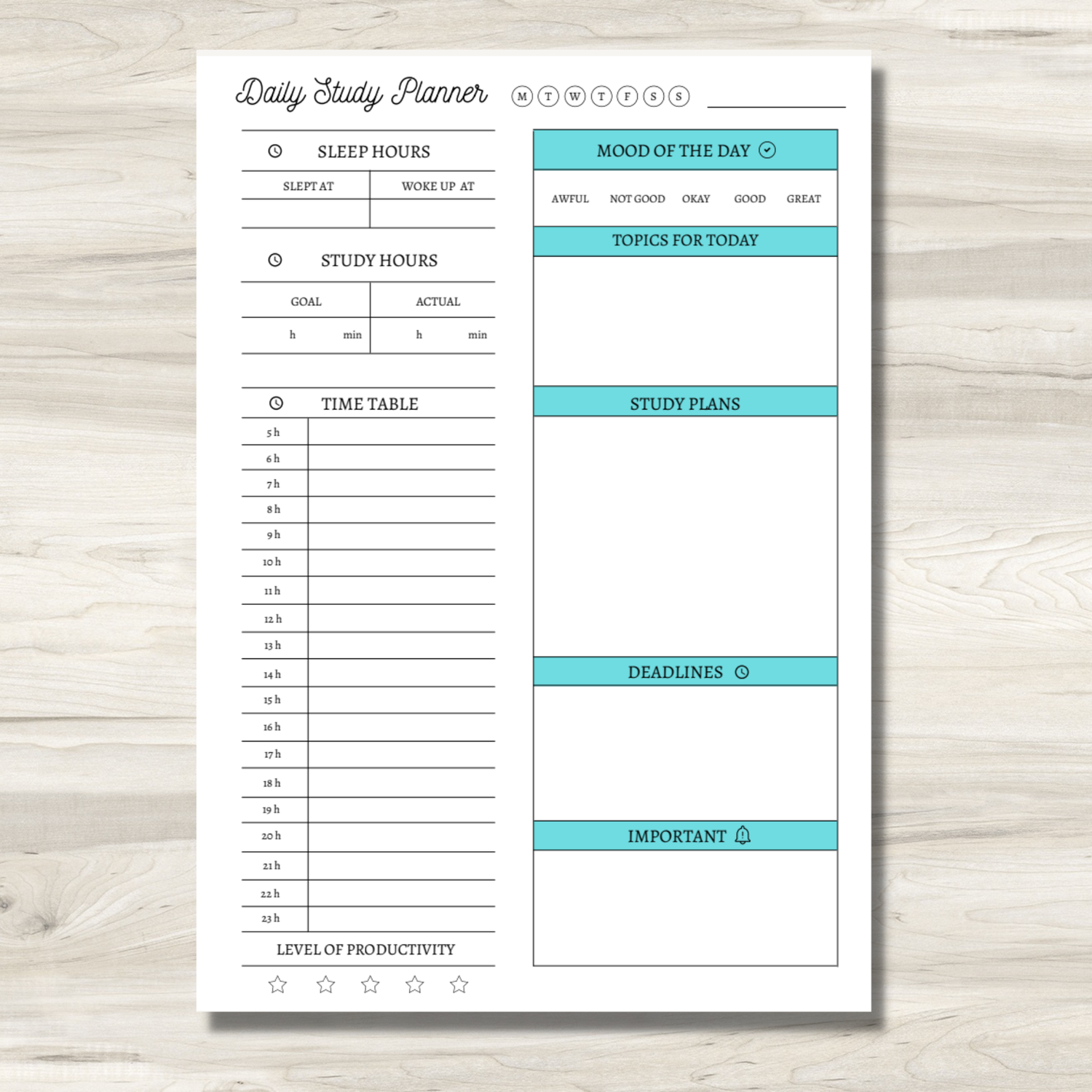 Daily Study Planner | Study Planner | Daily Planner bundle | Printable ...