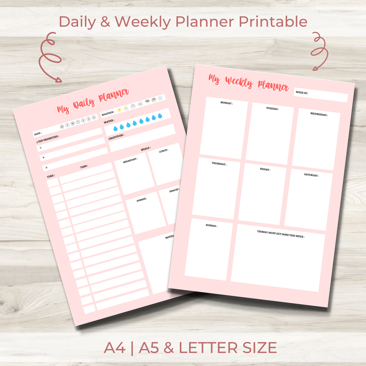 UNDATED DAILY PRINTABLE PLANNER BUNDLE - Payhip