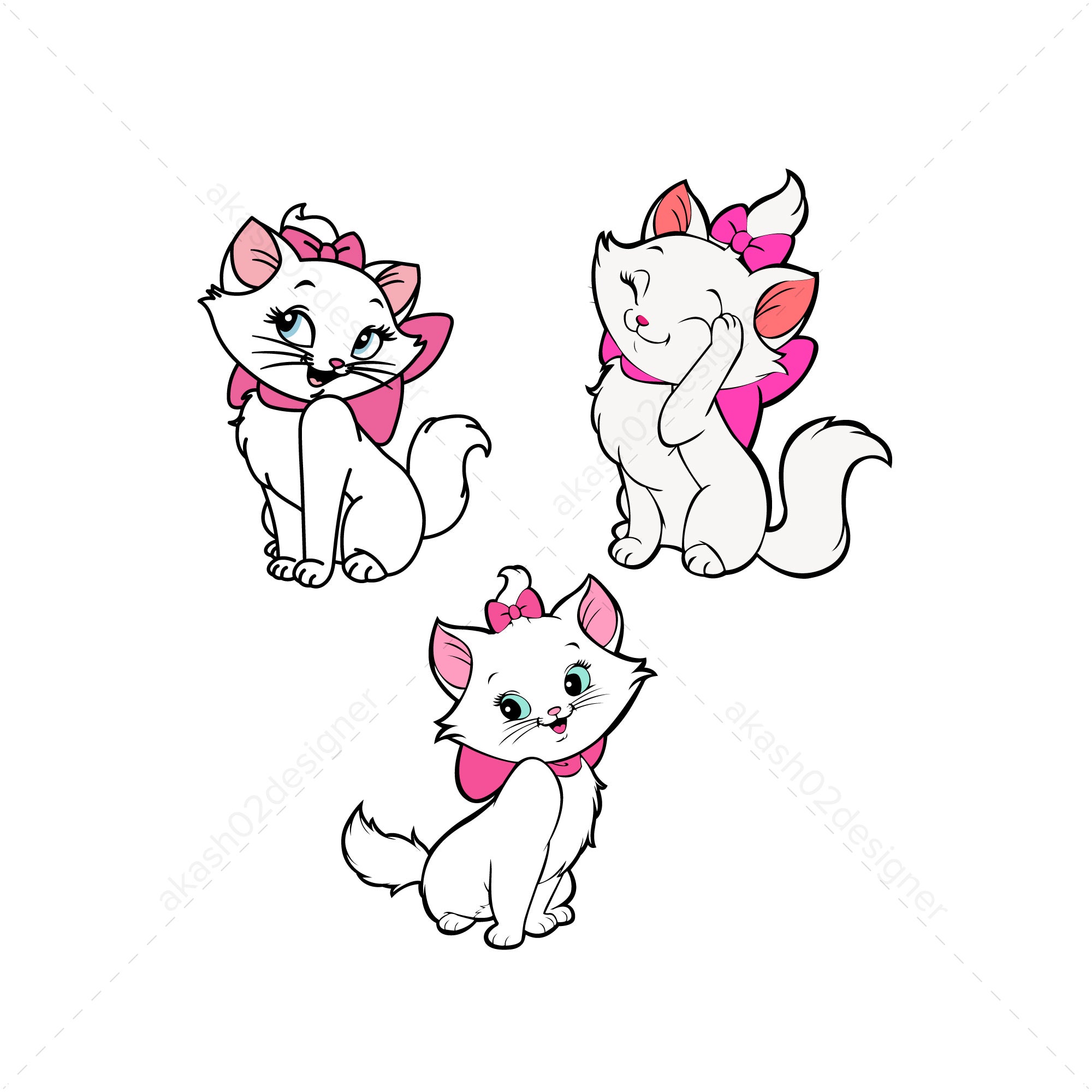 Marie aristocats SVG PNG vector digital file download. Cute female cat ...
