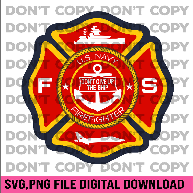 Us Navy Firefighter Badge digital Files Instant Download | 300dpi ...