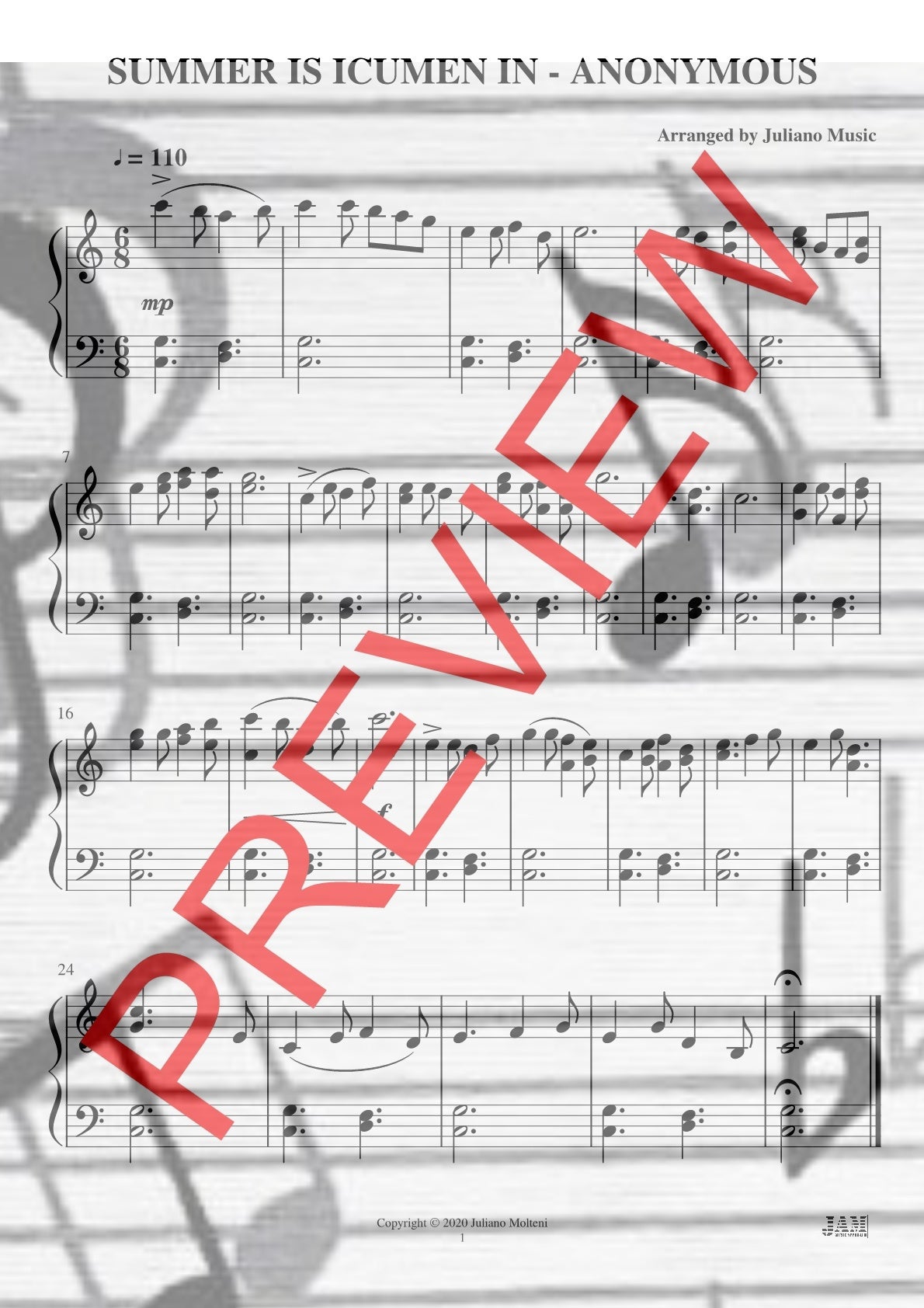 SUMMER IS ICUMEN IN (EASY PIANO ARRANGEMENT) - ANONYMOUS - Payhip