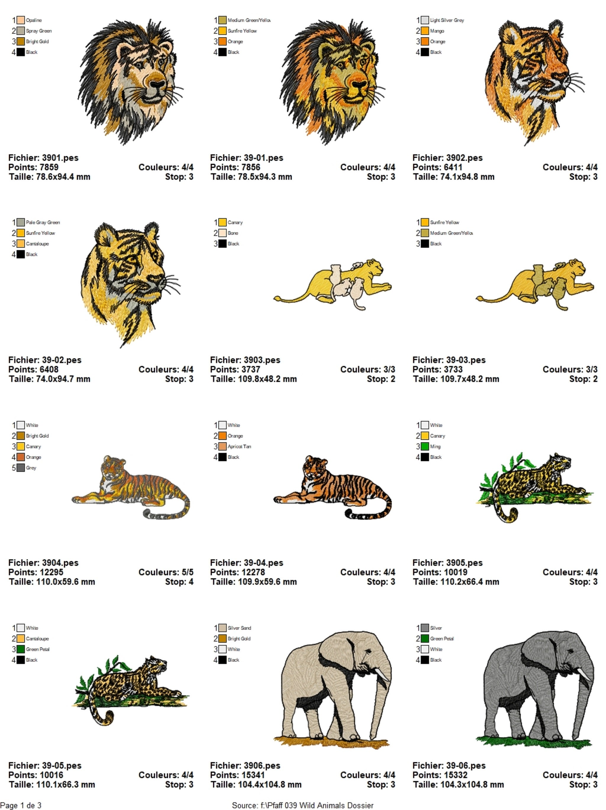 Pfaff 039 Wild Animals Embroidery designs - Payhip