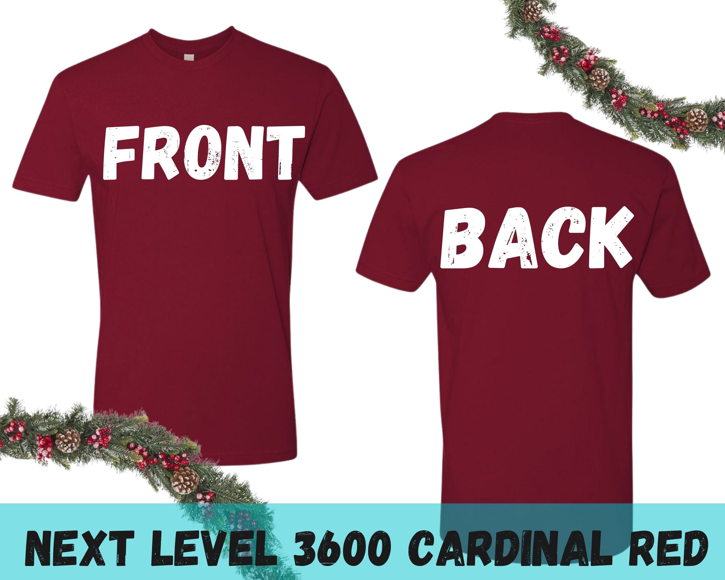 Front and Back Next Level 3600 Cardinal Red Tshirt Mockup, Cardinal RED ...