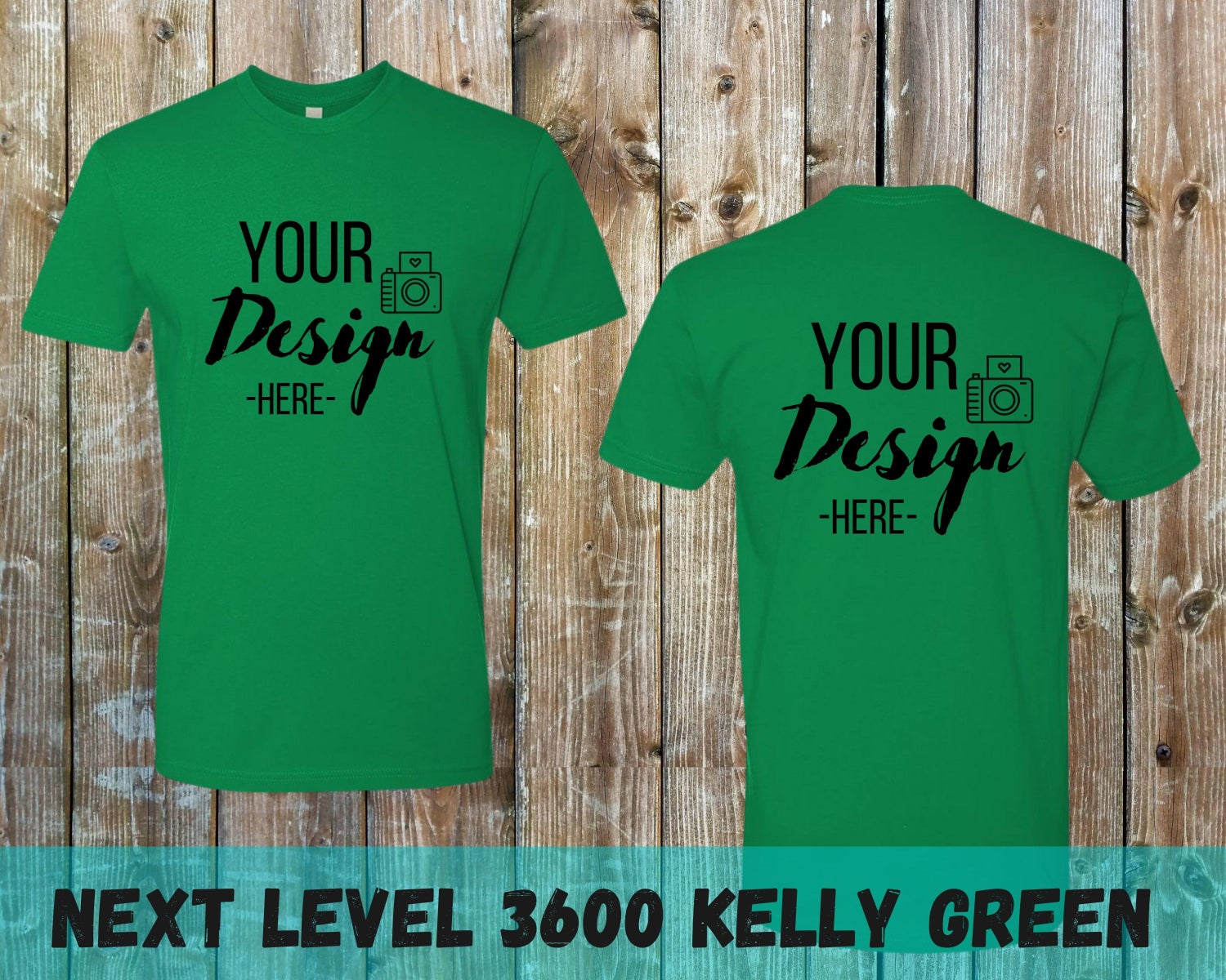 Front and Back Kelly Green Tshirt Mockup, Kelly Green Next Level 3600 T ...