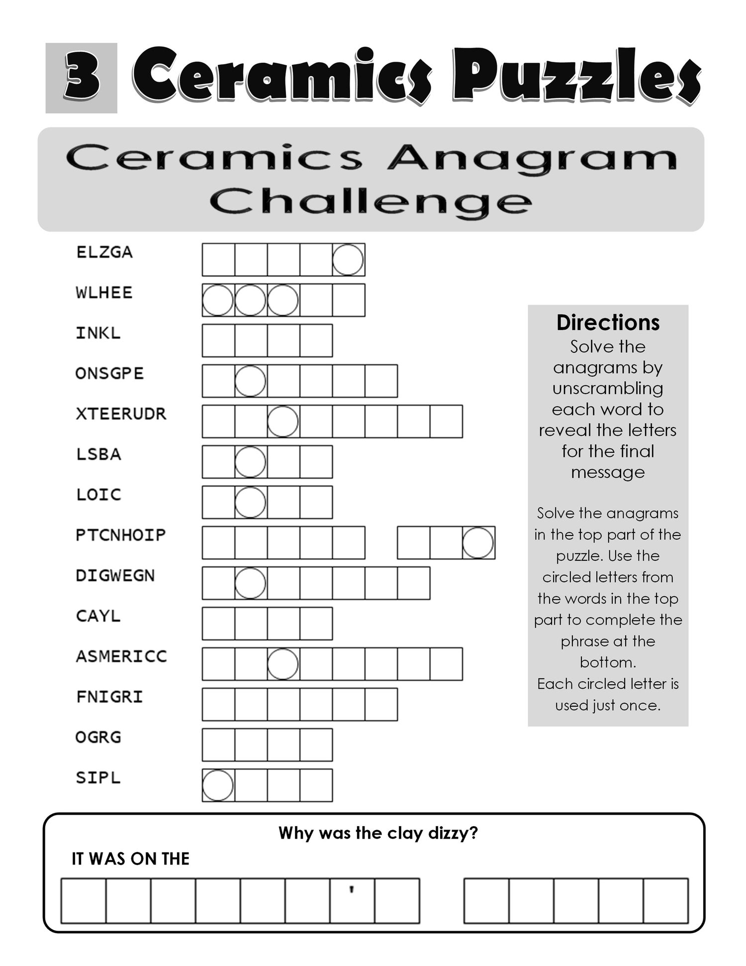 Ceramics Puzzles: 8 Fun Activities for Students - Payhip