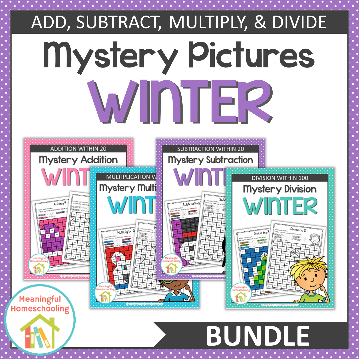 Winter Math Mystery Pictures BUNDLE