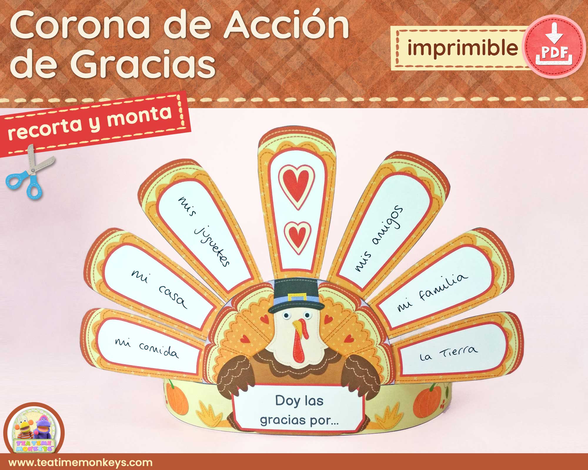 Corona con forma de pavo - EN COLOR - Payhip