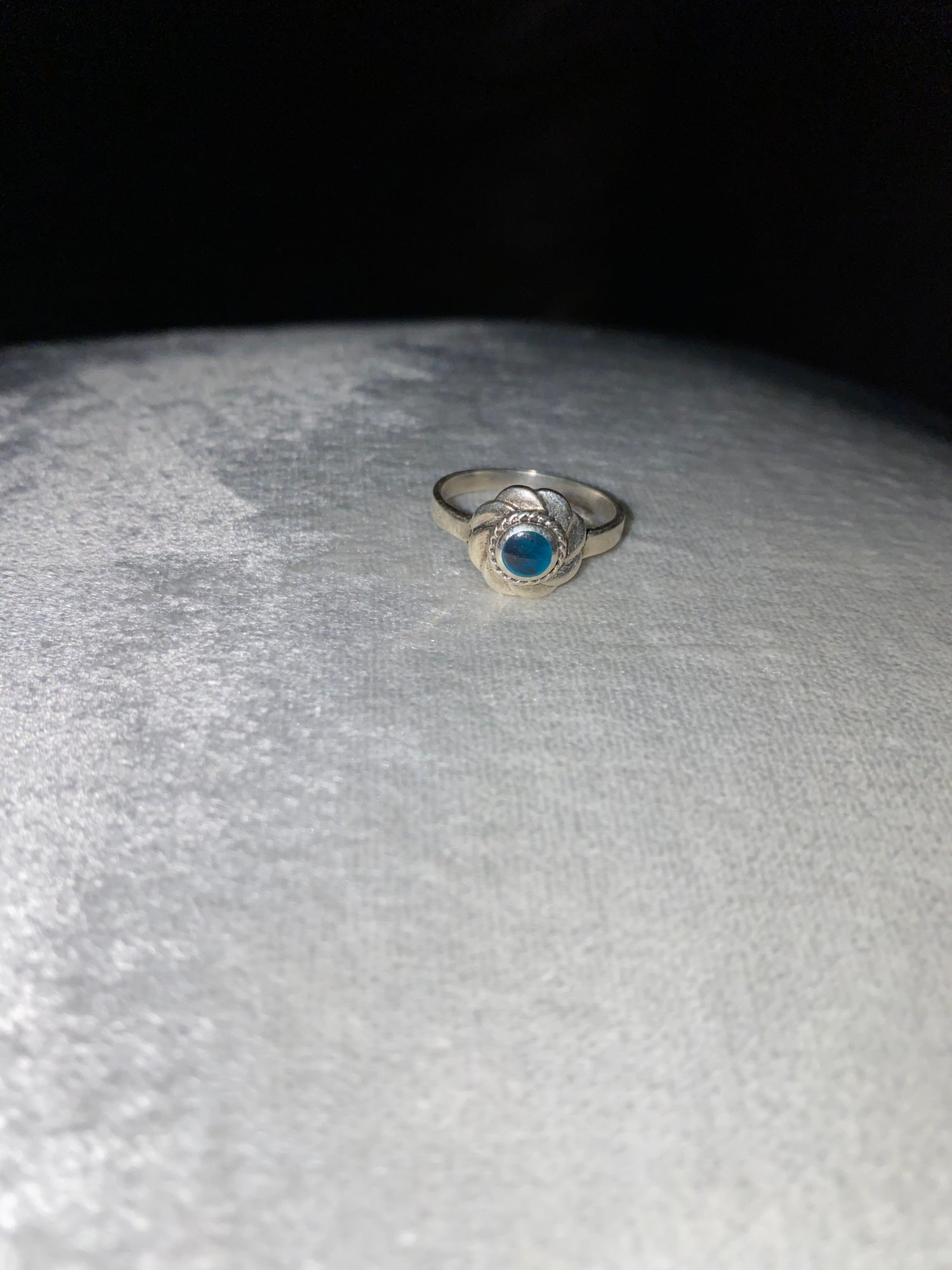 Sterling Silver Blue Stone Flower Ring- size 6 - Payhip