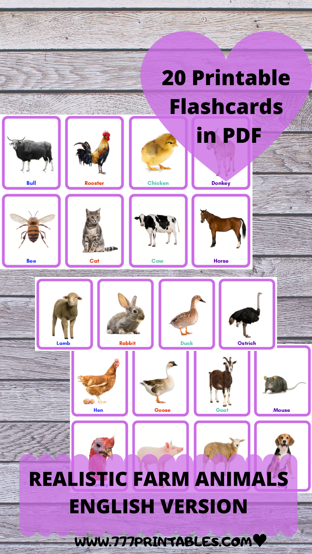 English Farm Animals Flashcards - Payhip