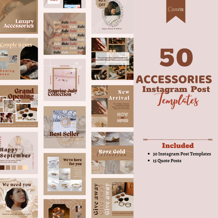 50 Accessories Store Instagram Post Template | Mystic Tarot Jewelry ...