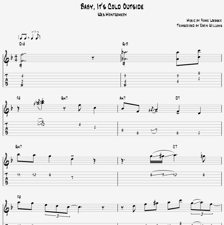 Wes Montgomery - Baby, It's Cold Outside - sheet music & tabs - Payhip
