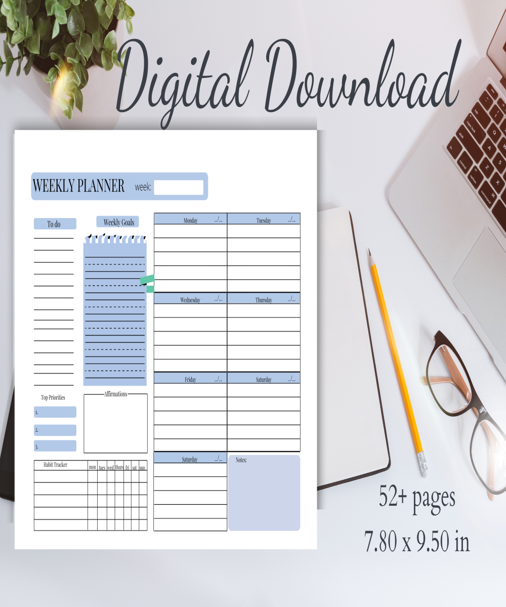 2022 Planner Printable, 2022 Weekly Planner, Printable Planner Page ...