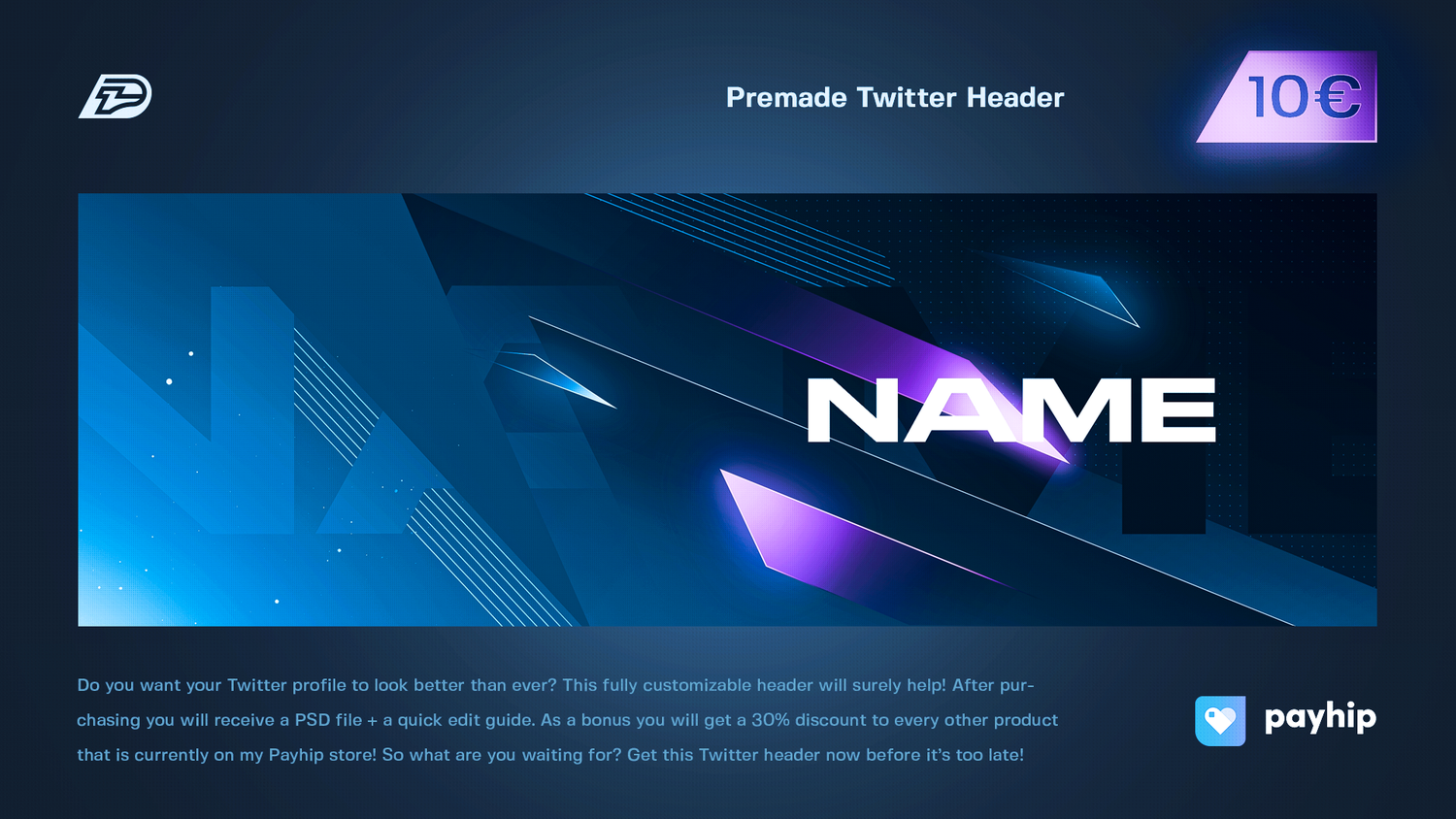 Twitter Header Template - Payhip