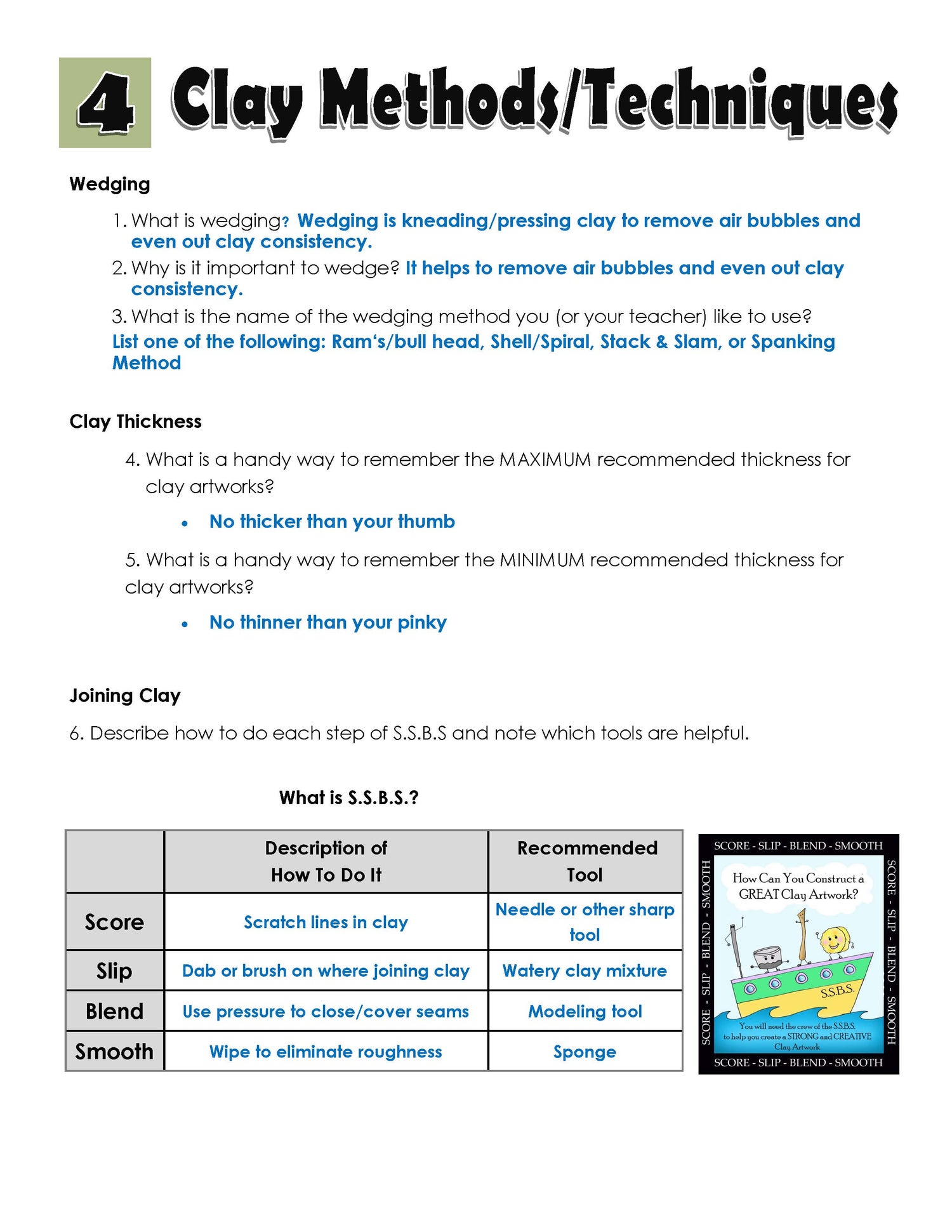 ANSWER KEY for the All about Clay Student Handbook - Payhip