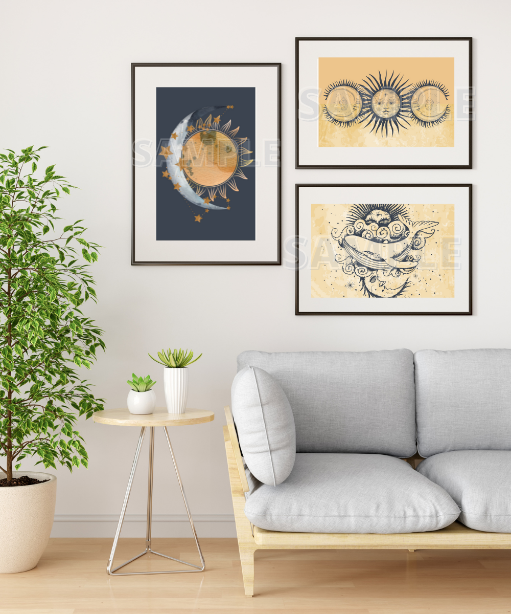 Sun & Moon - Set of 3 Printable Wall Art - Payhip