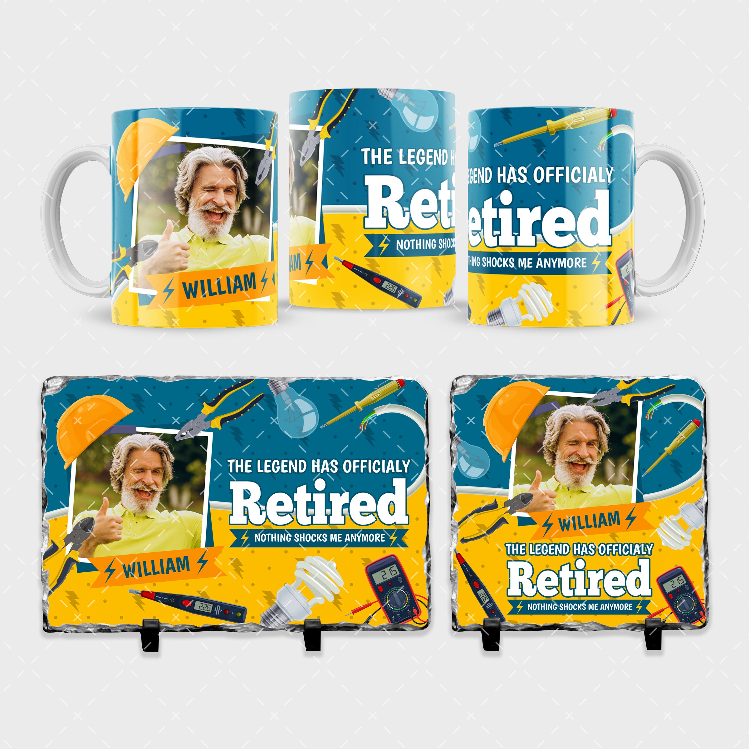 Retirement Photo Slate and Mug Design #2 (Electrician) - Payhip