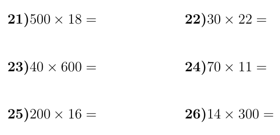 Multiplying by numbers ending in zeros worksheet no 2 (with solutions)
