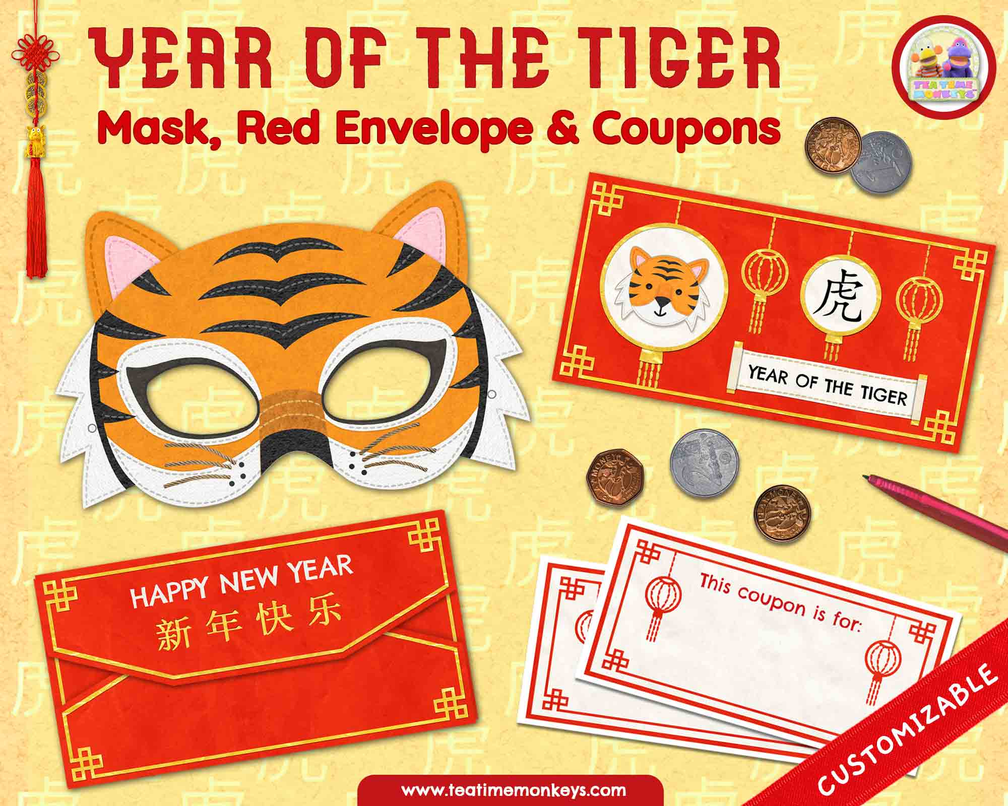 Year of the Tiger Mask & Lucky Red Envelope with Coupons - IN COLOUR ...