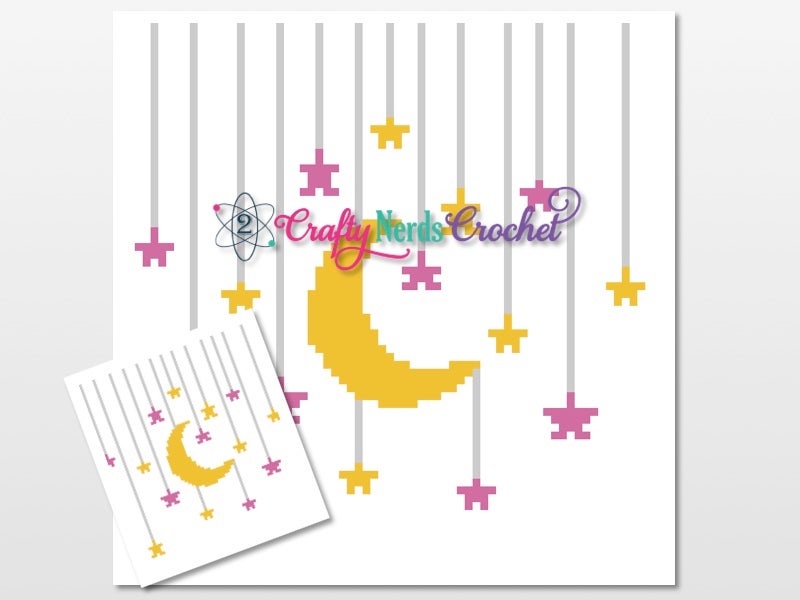 Moon And Stars Pattern Graph With Mini C2C Written - Payhip