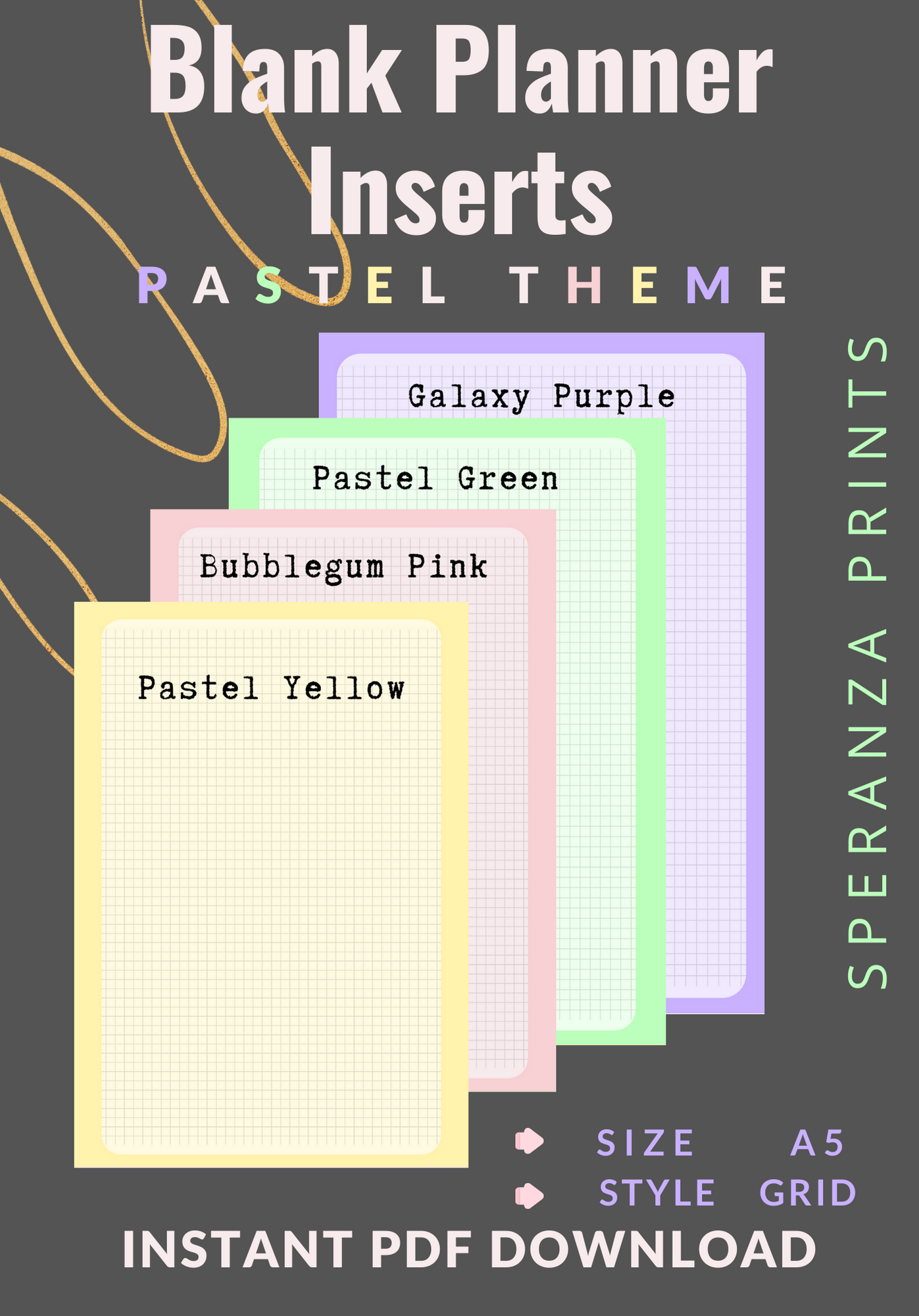 Pastel Themed Printable Planner Inserts (Grid Blank A5) - Payhip