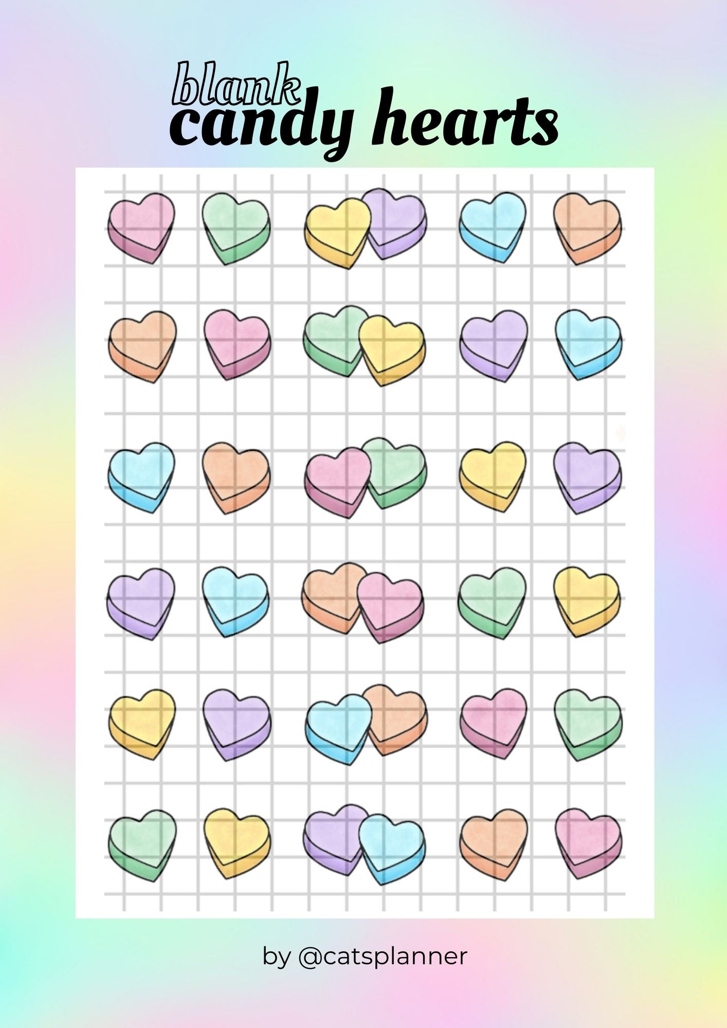 Blank Candy Hearts Printable Sticker Sheet - Payhip