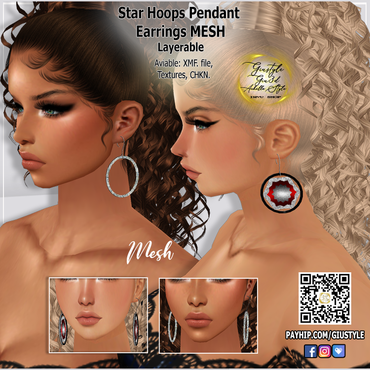 STAR HOOPS PENDANT EARRINGS MESH - Payhip