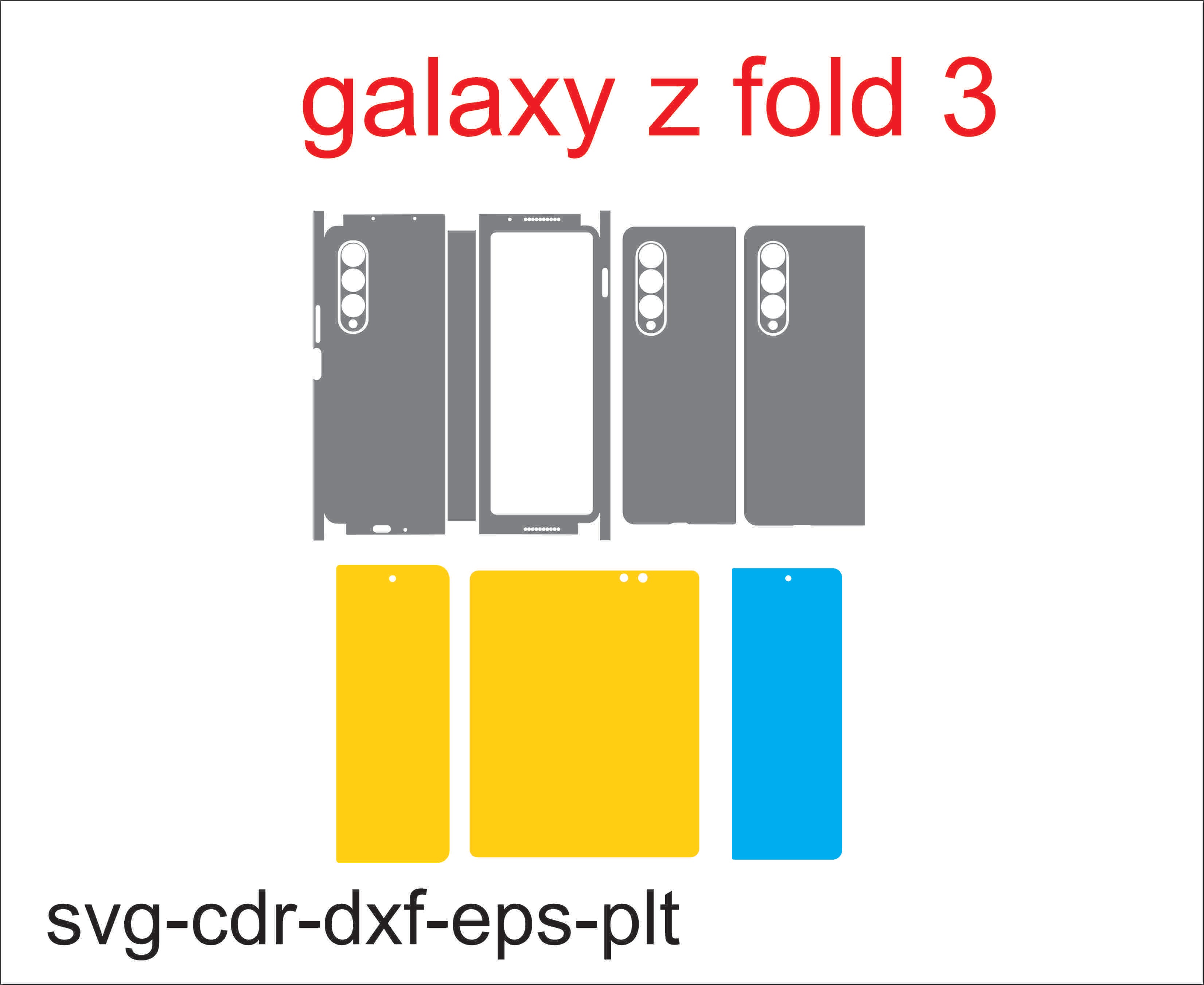samsung galaxy z fold 3 skin cut template vector, svg cut file, Phone ...