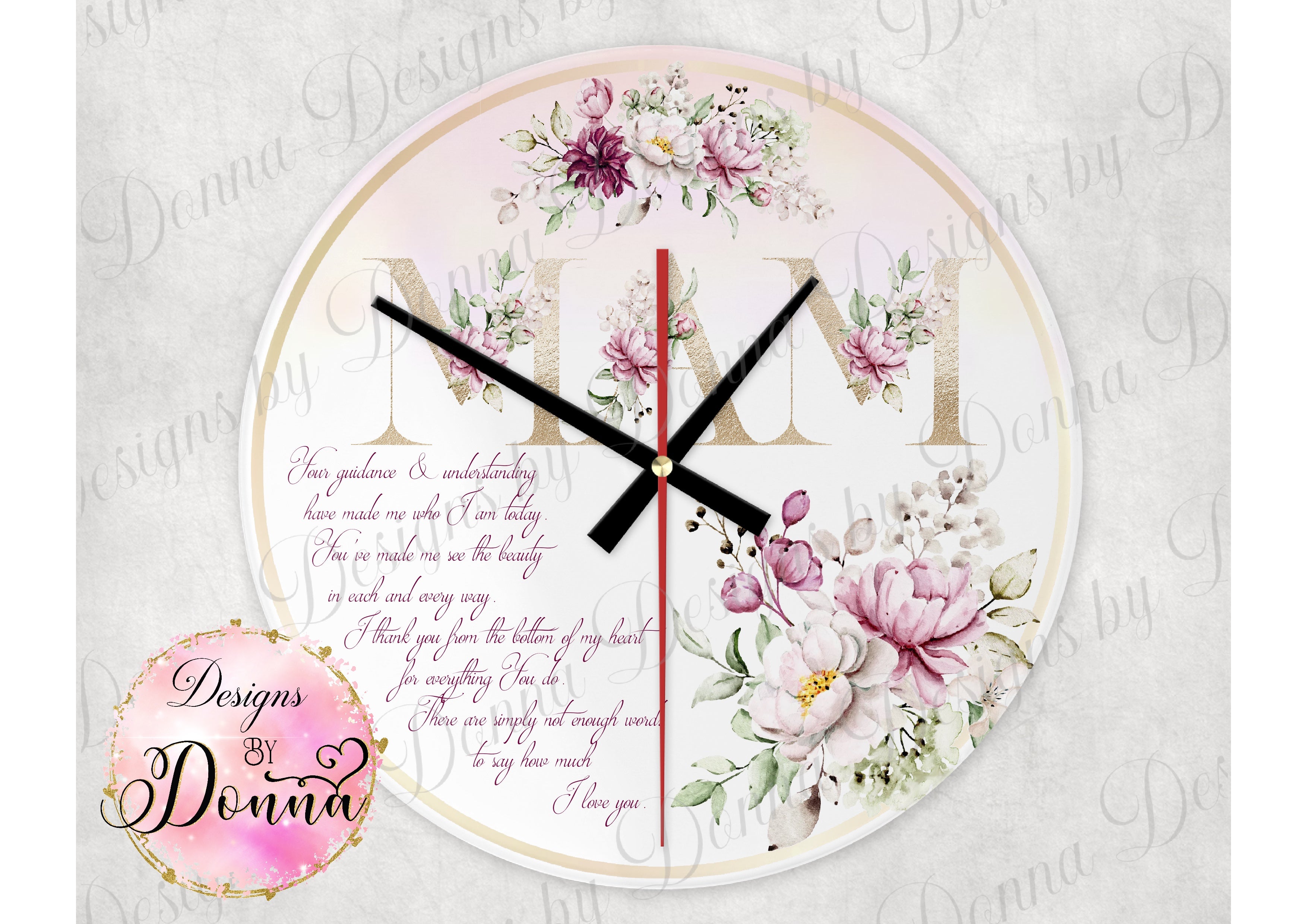 Floral Mum/Mam clock template - Payhip