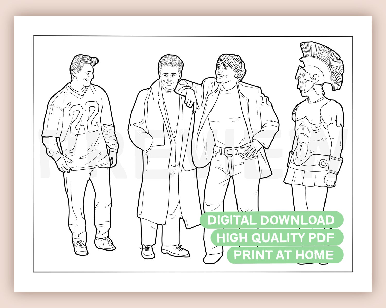 Joey Tribbiani Outfits | Friends TV Show Printable Coloring Page | High ...