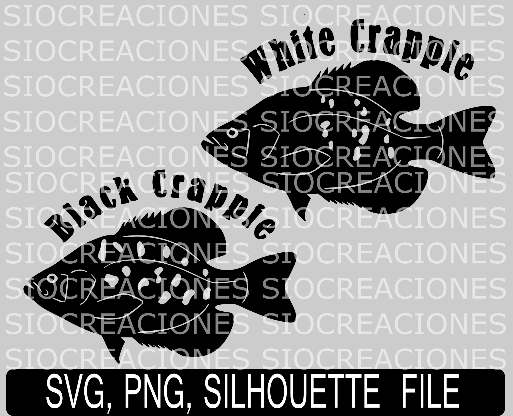 Duo Crappie Fish Cut File, SVG, PNG and Silhouette File - Payhip
