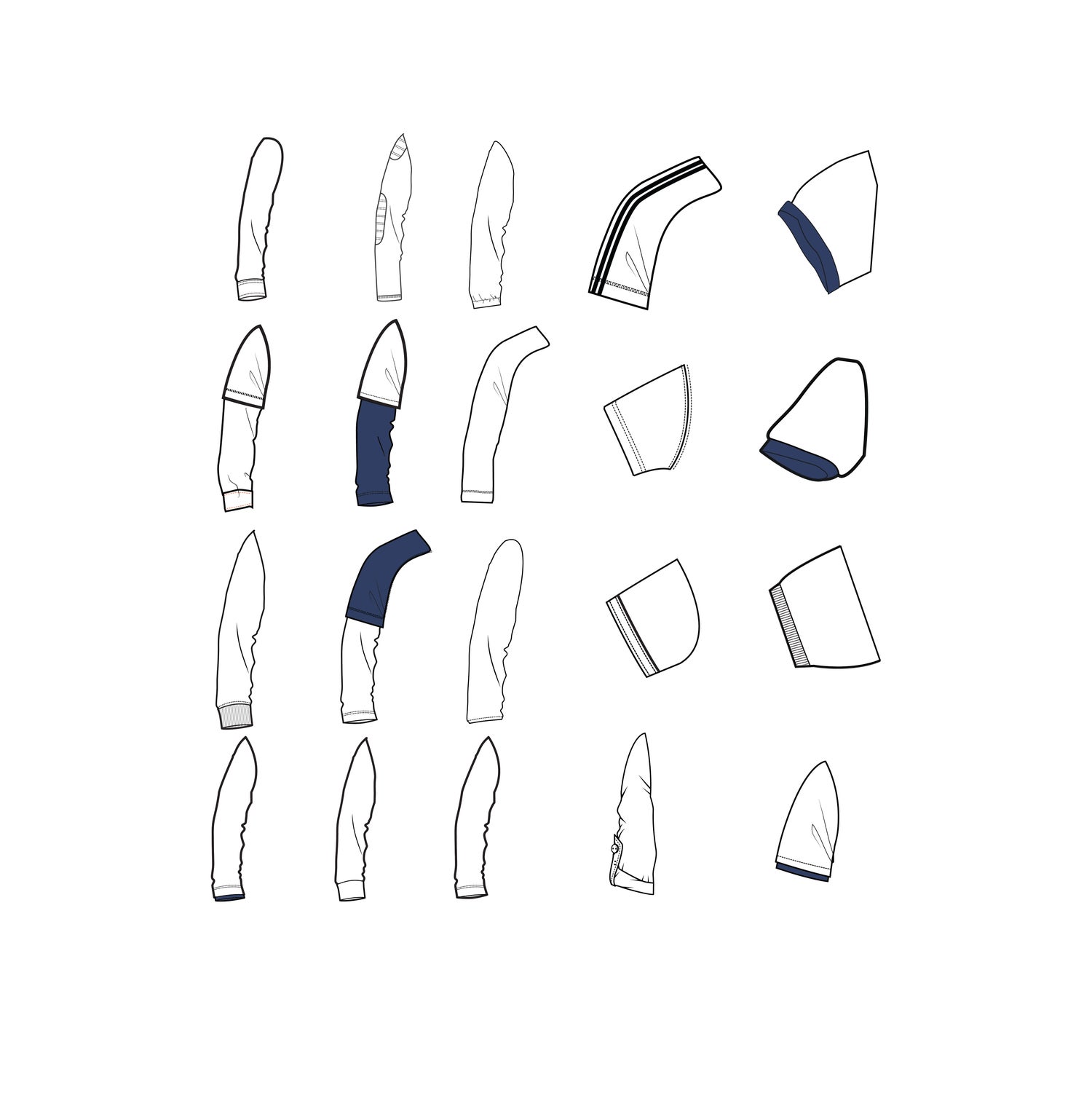 Sleeves Assorted Design Fashion Templates / Technical Drawings ...