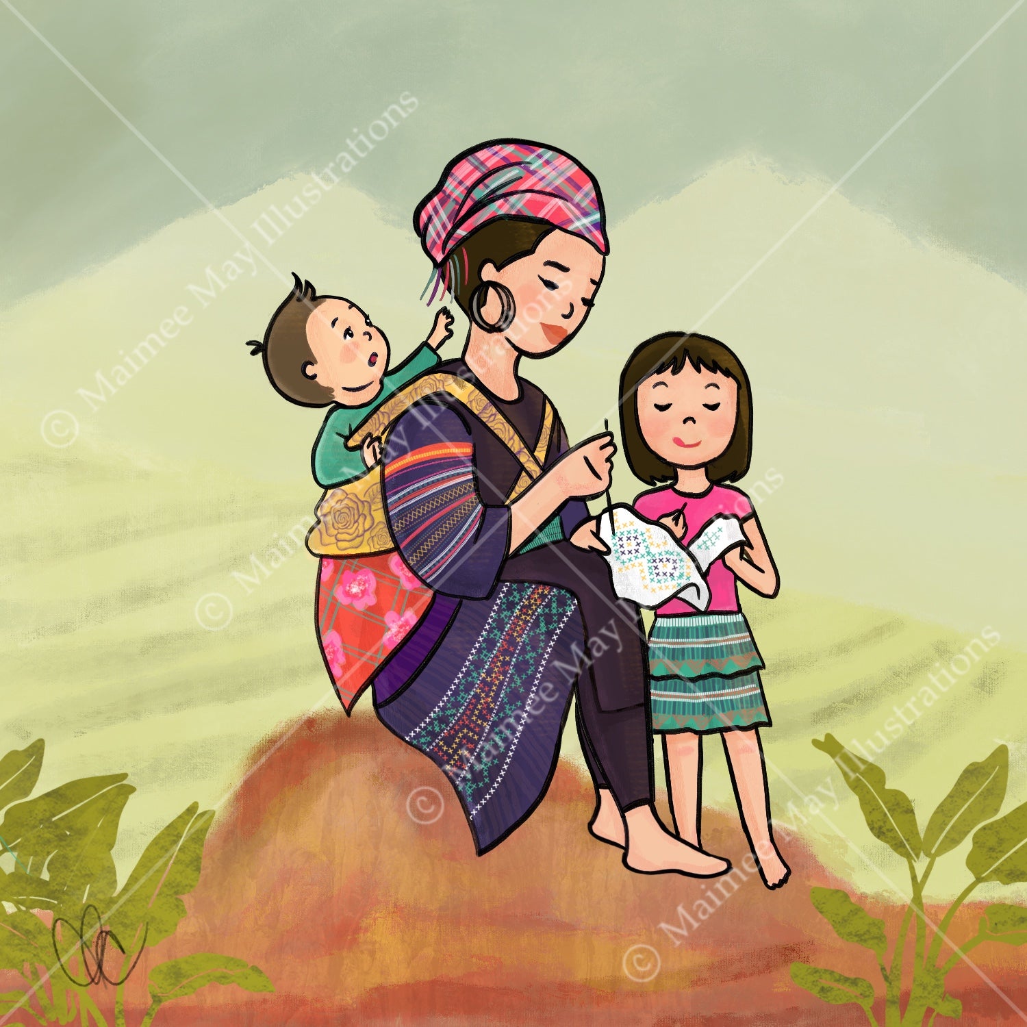 Mother's Day Silhouette Hmong Design Hmong Mother & Hmong Boy Bond ...