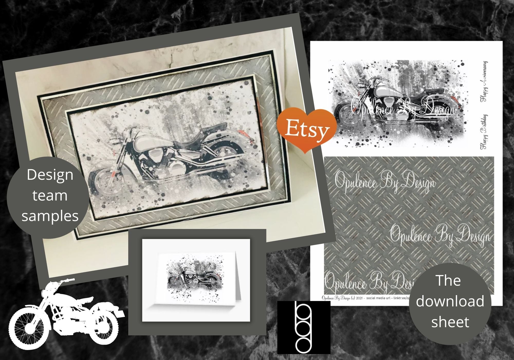 Motorbike, Motorcycle, PDF Digital Download Topper sheet for cardmaking ...