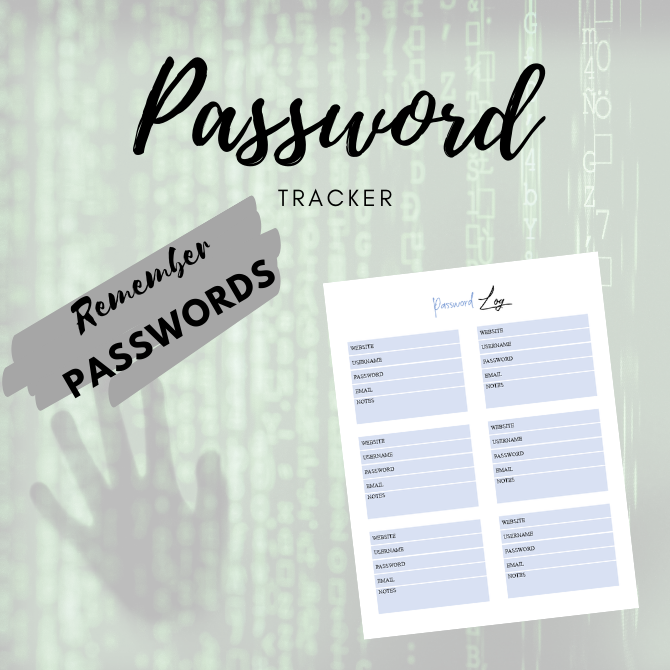 Password Tracker - Printable - Payhip