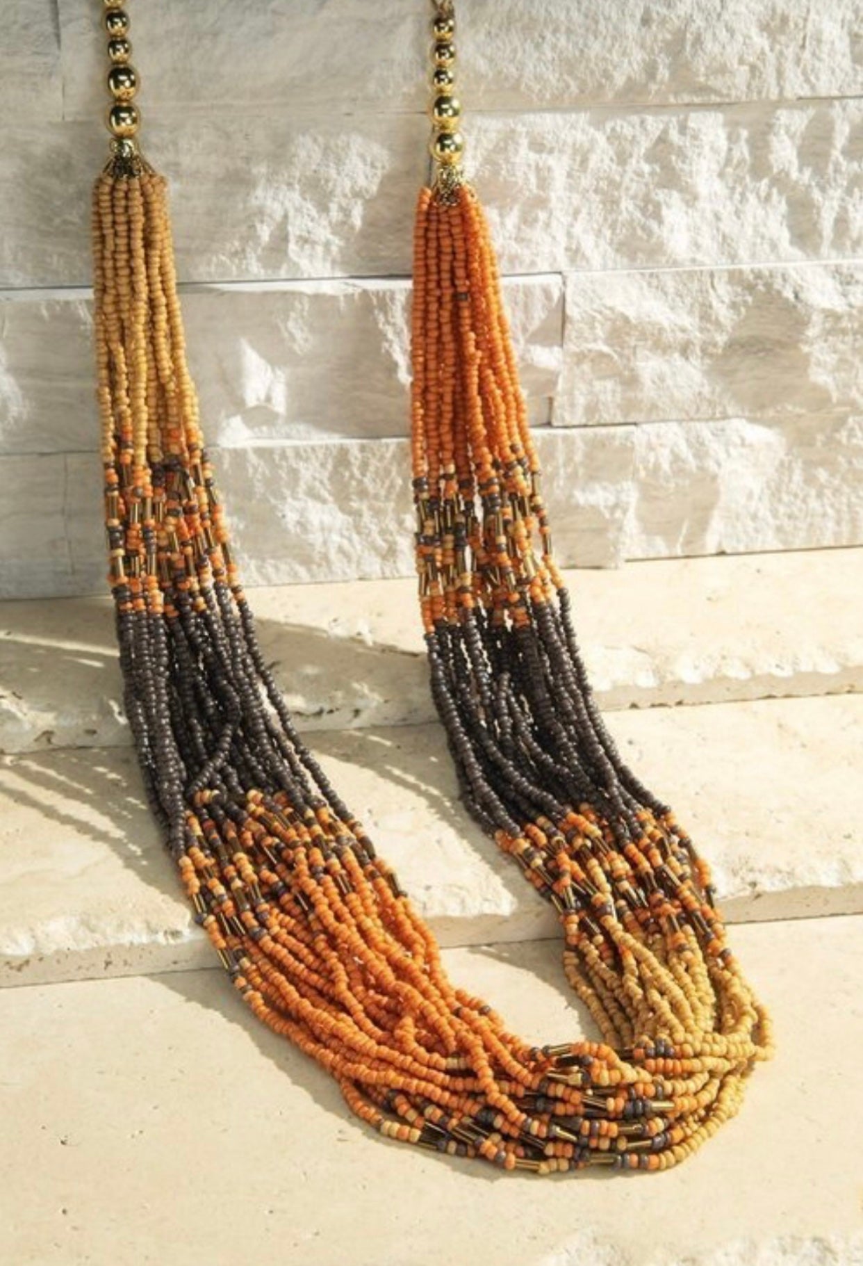 Gorgeous Multi Strand Ethnic Seed Bead Necklace Set - Payhip