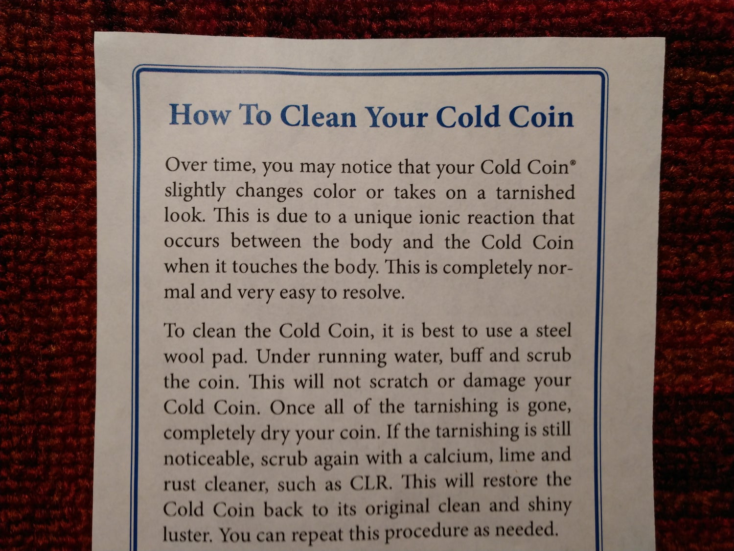 Cold Coin -carbon steel health coin - Payhip