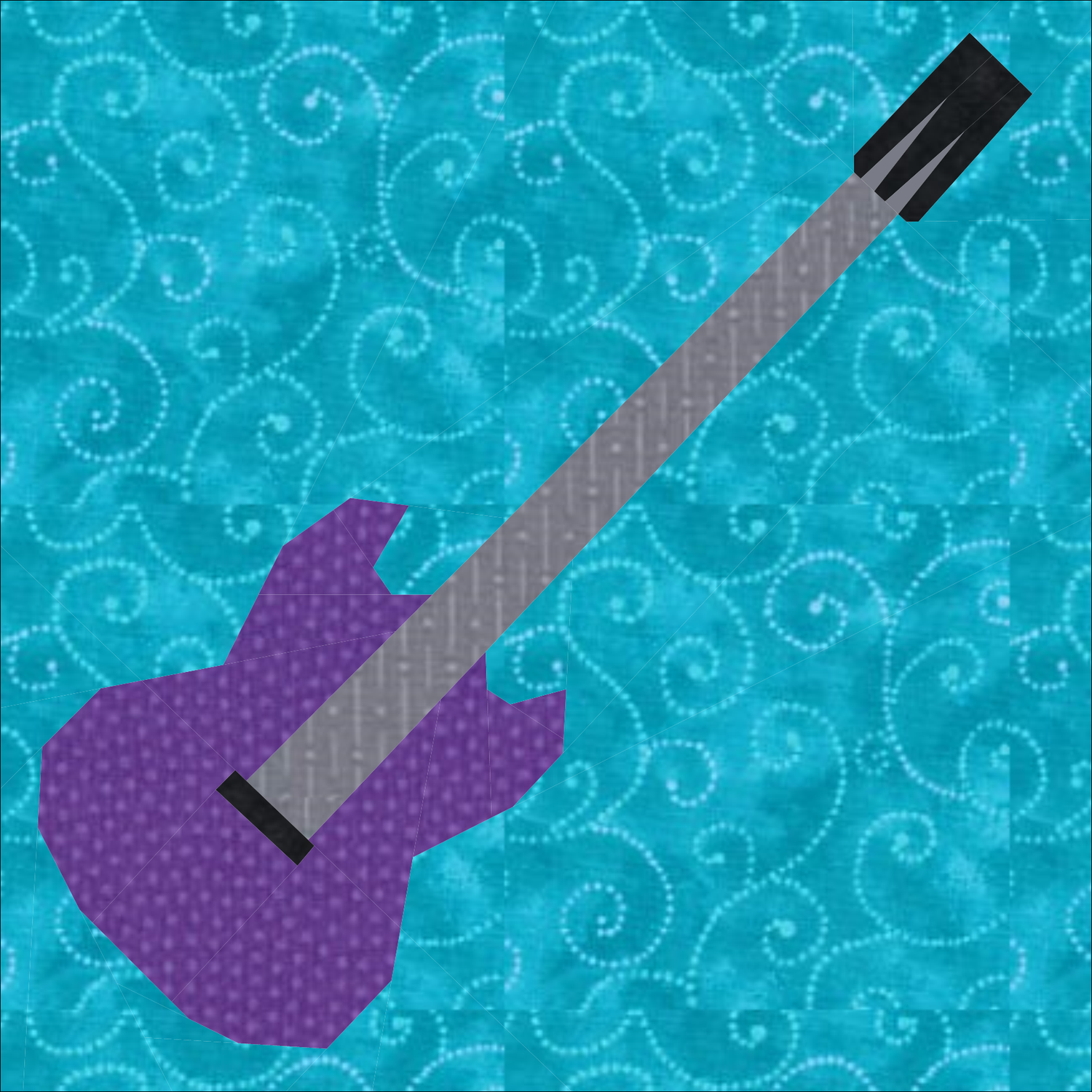 Guitar Paper Pieced Quilt Block Pattern