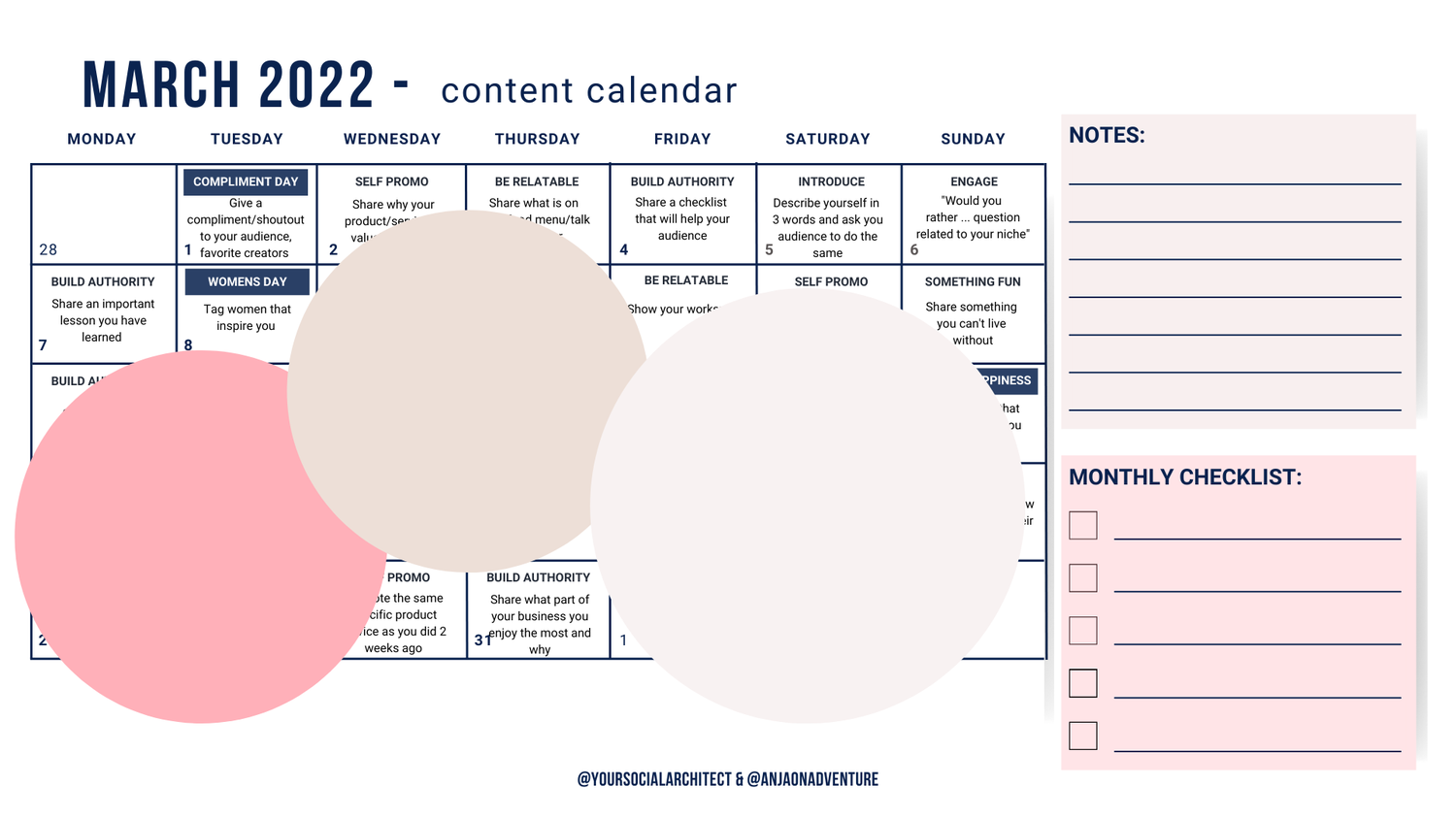 MARCH CONTENT and STORIES IDEAS - Payhip