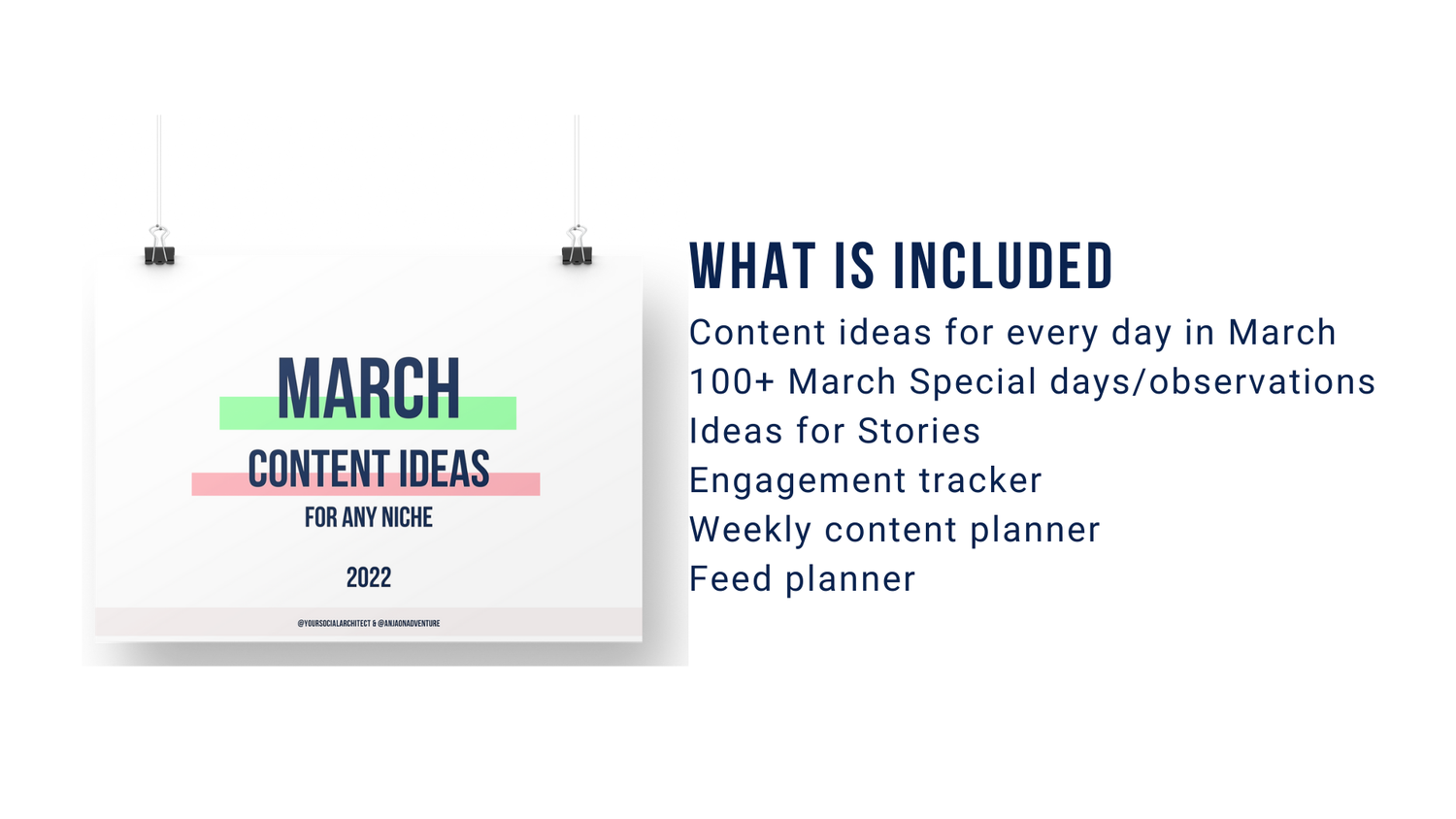MARCH CONTENT and STORIES IDEAS - Payhip