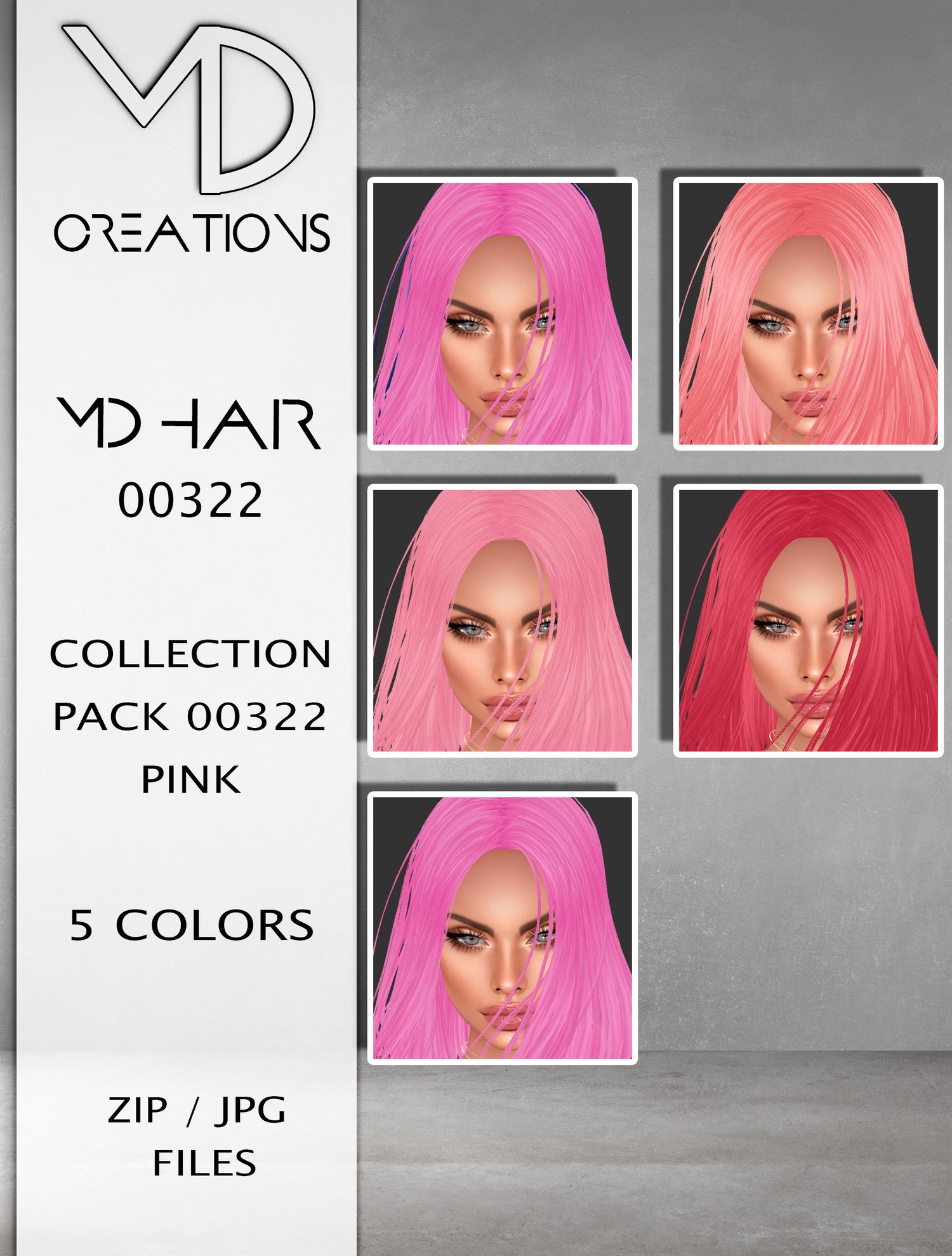 MD Hair 00322 - Pack Pink - IMVU - Textures - Payhip