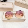 Tea Gradient Sunglasses Women Ocean Water Cut Trimmed Lens Metal Curved ...