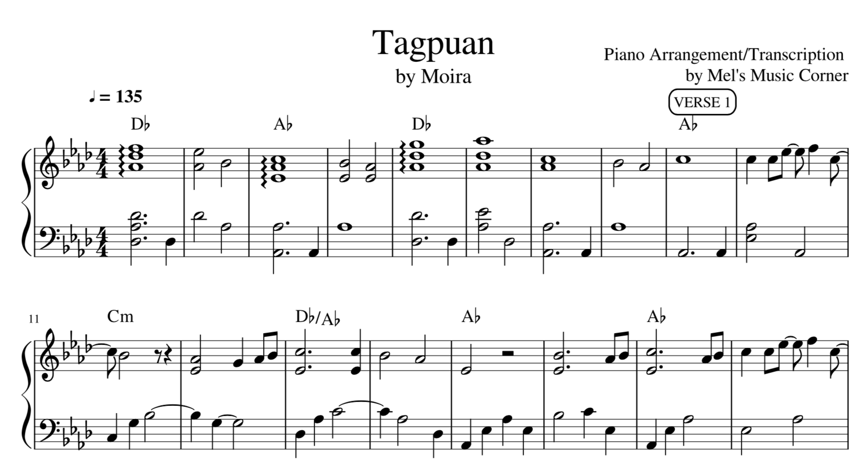 Tagpuan by Moira sheet music - Payhip