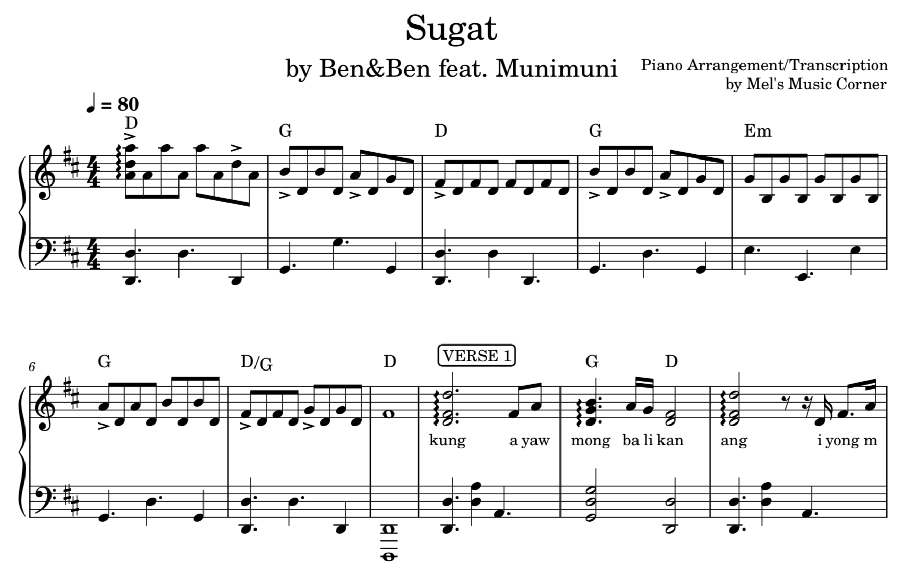 Sugat by Ben& feat. Munimuni sheet music - Payhip