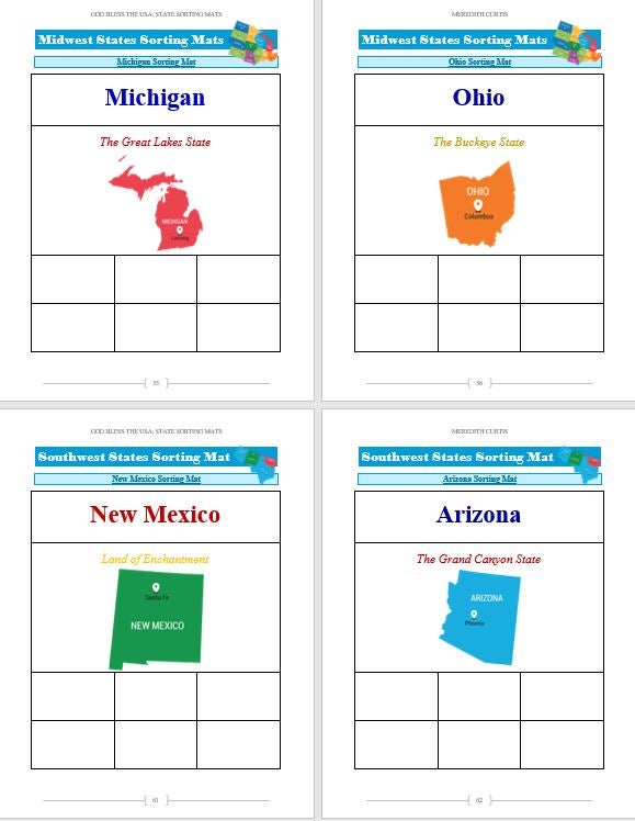 God Bless the USA State Sorting Mats - Payhip