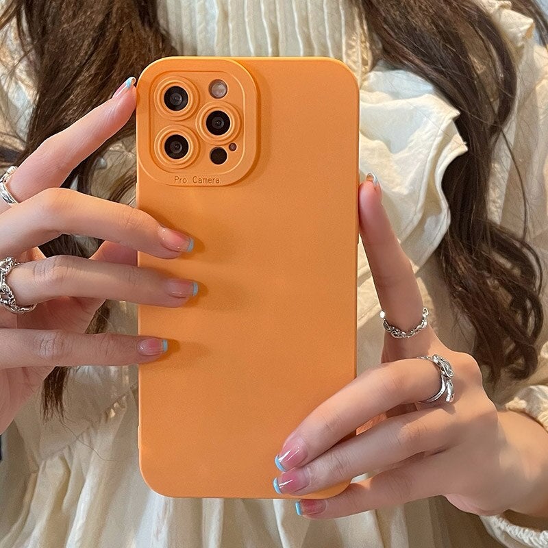 Pink Orange Silicone TPU Lens Protection IPhone 13 12 11 Pro MAX Case pink-orange-silicone-tpu-lens-protection-iphone-13-12-11-pro-max-case